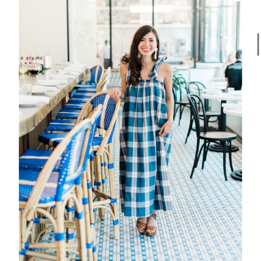 Hatch Alexia Dress Blue Pink Plaid - Gem
